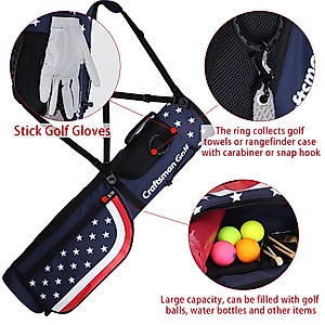 Craftsman Golf Star and Stripes Red White Blue Lightweight Easy Carry Shoulder Sunday Range Golf Bag