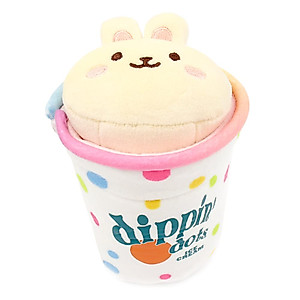 Anirollz 5" Official Dippin' Dots Stuffed Animal Plush Small |Soft, Squishy, Warm, Cute, Comfort, Safe| Pillow with Puppy Kitty Bunny Fox Chicken - Birthday Deco Graduation Gift - Bunny