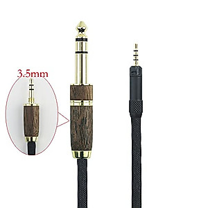 NewFantasia Replacement Audio Upgrade Cable 6N OCC Copper Single Crystal Silver Plated Cord Compatible with Sennheiser HD598 HD598SE HD560s HD598Cs HD598SR Headphone Walnut Wood Shell & 6.35mm Adapter