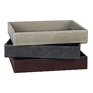 Vixdonos Leather Valet Tray,Rectangular Catchall Tray,Counter Organizer for Key,Jewelry,Perfume,Glasses and Watches(Brown)