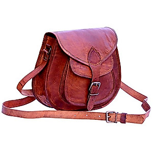 IndianHandoArt 10" Inch Distressed Leather Women's Hippe Leather Purse Crossbody Shoulder Bag Travel Satchel Handbag Ipad Bag.