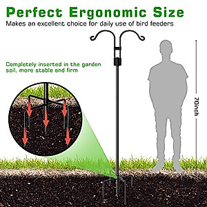 SVOPY 2Pack Double Shepherds Hooks for Outdoor 76 Inch Bird Feeder Pole with 5 Prongs Base, Adjustable Heavy Duty Garden Hook for Hanging Bird Feeder,Wedding Decor,Plant Baskets