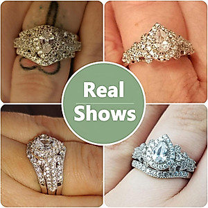 Newshe Wedding Rings for Women 5A Cz Engagement Band 925 Sterling Silver 1.5CT Pear Bridal Sets Size 7