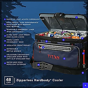 Arctic Zone Titan Deep Freeze 48 Can Zipperless Cooler, Blue