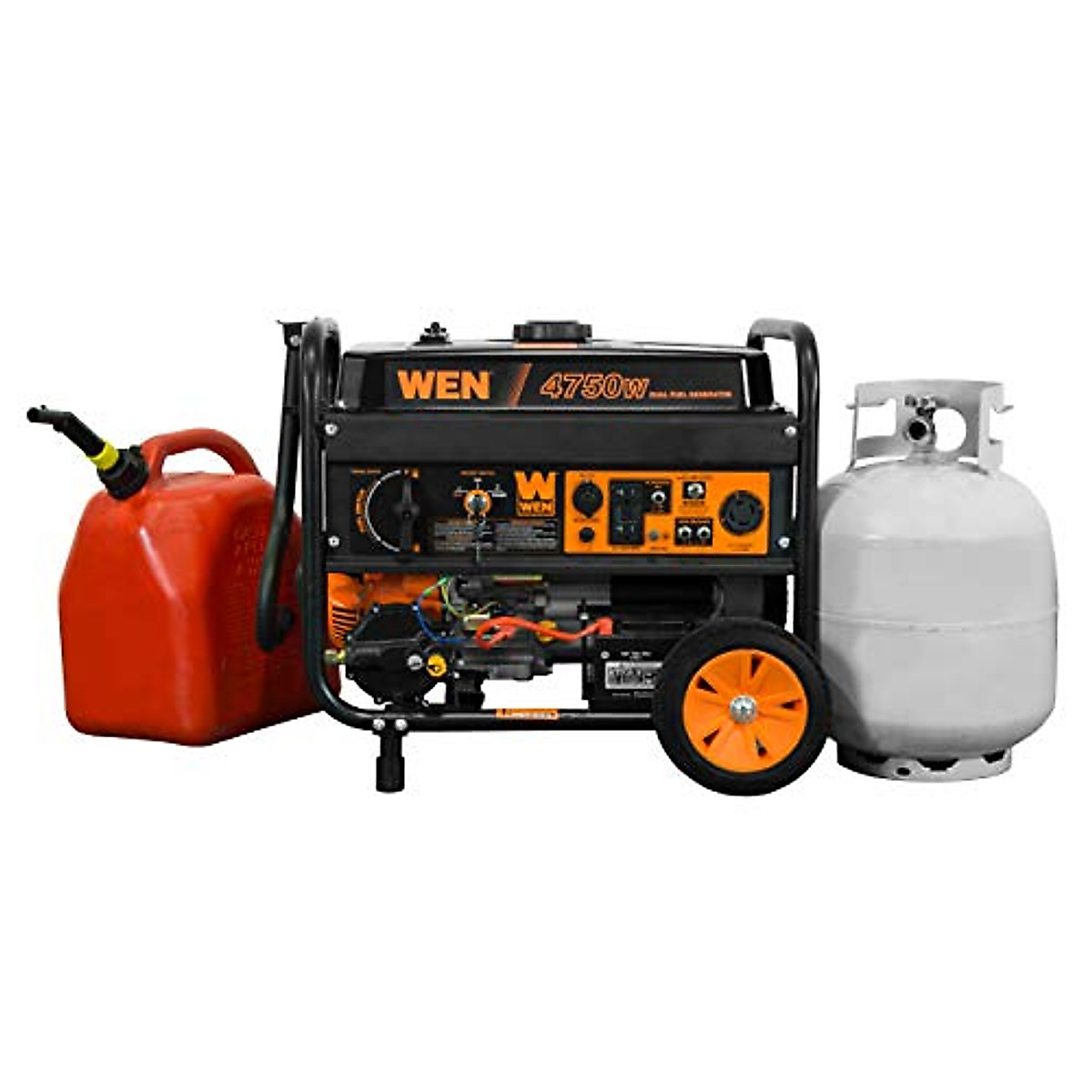 WEN DF475T Dual Fuel 120V/240V Portable Generator with Electric Start Transfer Switch Ready, 4750-Watt, CARB Compliant