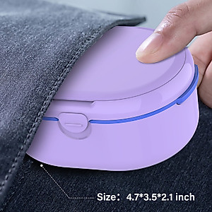 Large Denture Bath Case Cup Box Holder Storage Soak Container， Retainer Case,Mirror Orthodontics Mouth Guard Case,Suitable for Dentures, Partial Dentures, Chews and Removal Tool with Braces（Purple）…