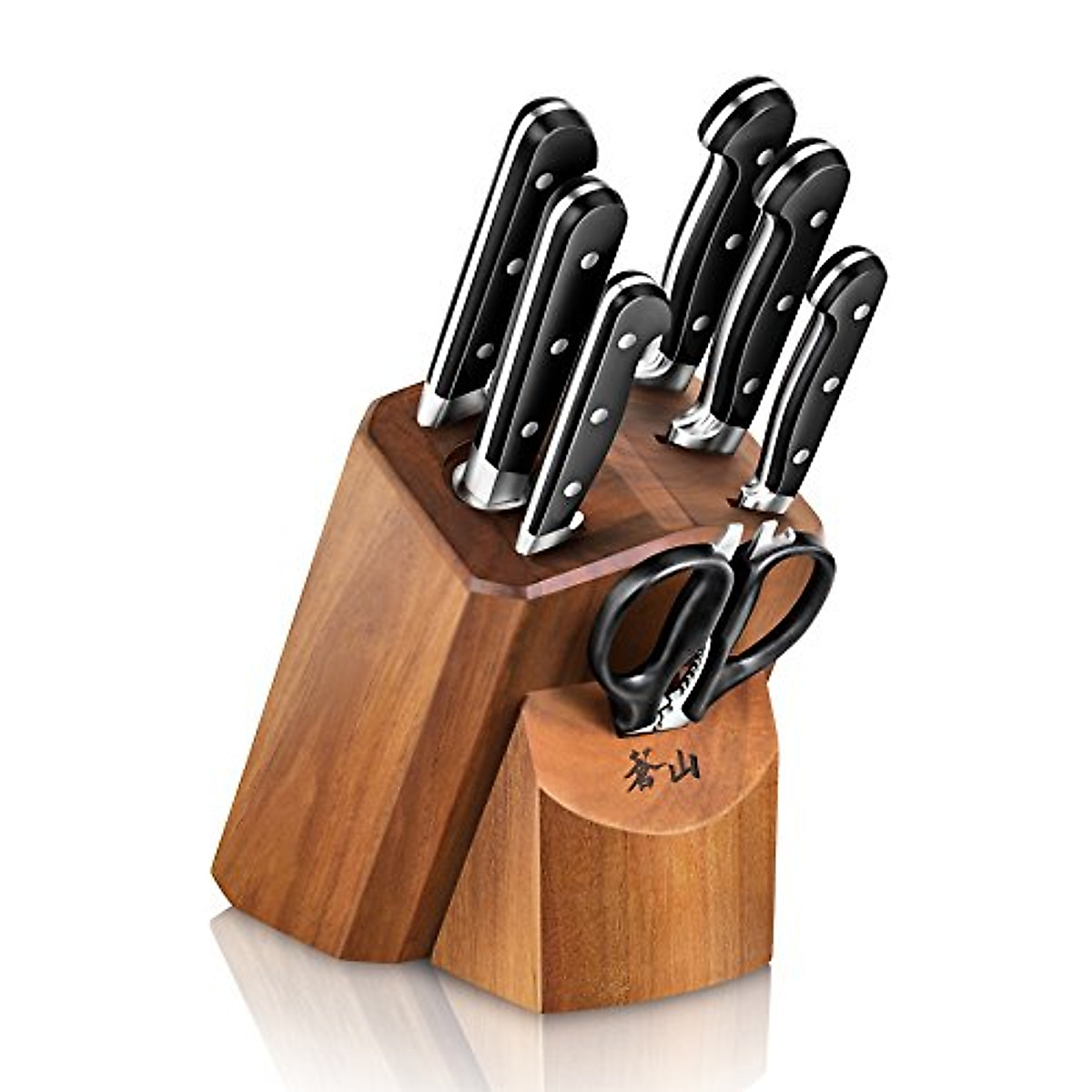 Cangshan TV2 Series 1023039 Swedish 14C28N Steel Forged 8-Piece Knife Block Set, Acacia