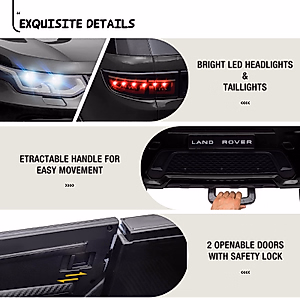JOINATRE Licensed Land Rover Ride On Car, 12V Battery Powered Electric Vehicle w/Parent Remote Control, LED Light, Horn, Music Bluetooth, Gift for Boys Girls (Black)