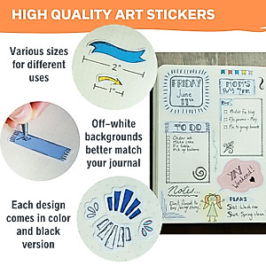 Ultimate Design Elements Planner Stickers Set - Value Pack of 24 Sheets - Clear Stickers, Banners, Arrows, Mandala Coloring - Cute Supplies and Accessories for Bullet Dotted Journals or Scrapbooking