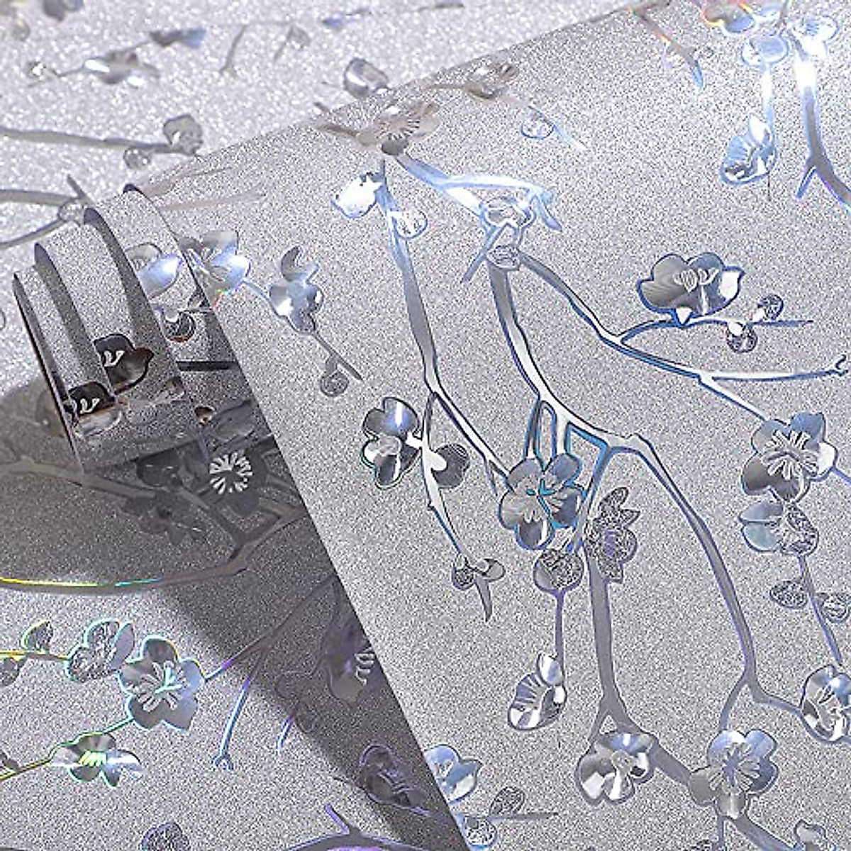 Moyishi 12''x118''Chinese Light Luxury Retro Silver Winter Plum Film Vinyl Self Adhesive Counter Top Peel and Stick Wall Decal