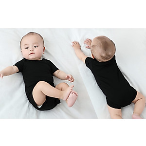 Rayon Bodysuit for Girls, Black Short Sleeve Bodysuits, Baby Boy Undershirt 12-18 Months