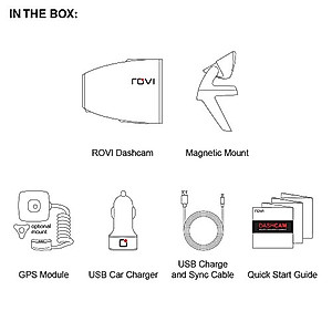 Rovi CL-6001 Magnetic Mount 1080p Full HD High Definition Panoramic Car Dash Camera Recorder with 1.5 Inch Wide Screen Wi-Fi, GPS, Loop Video Recording, Impact Detection and 360 Degree Rotation