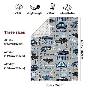 Lanleay Baby Security Blanket for Girls Boys: Personalized Baby Girl Blanket with Car Design - Custom Name Plush Minky Blanket with Baby Name(30”x40)