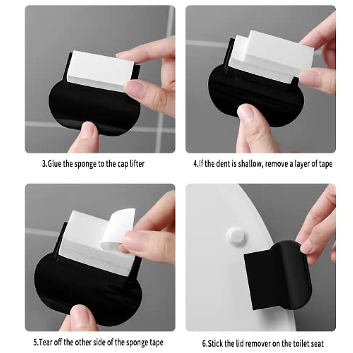 PAOBTEIY 2 PCS Toilet Lid Lifter, Toilet Seat Lifter Toilet Seat Handle Lifter Toilet Cover Lifter,Avoid Touching Toilet Cover Handle Bathroom Accessories for Home, Office, Hotel, White/Black (1)
