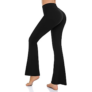 Aoliks Women’s Bootcut Yoga Pants - Flared Leggings for Women High Waisted Workout Lounge Bell Bottom Jazz Dress Pants Black