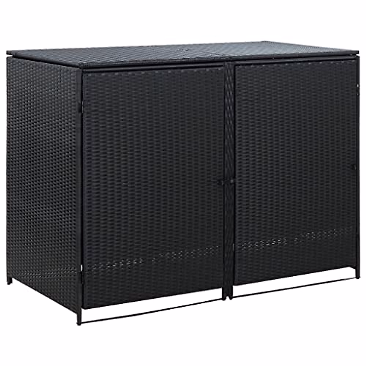 vidaXL Double Wheelie Bin Shed Poly Rattan Wicker Black Garden Dustbin Storage