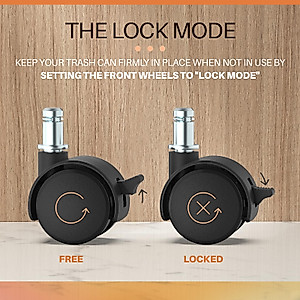 Trash Can Mobile Attachable Wheels Replacement for 8 Gallon to 23 Gallon iTouchless Trash Cans, for Stainless Garbage Can Wheels Parts - 4 Pcs