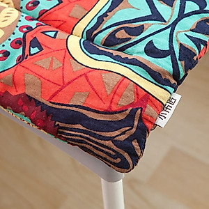 Gardening Spring Exotic Style Thin Dining Chair Pads 16'' x 16'' Cotton Linen Breathable Decorative Cushion (2 Count (1 Pack), Yellow)