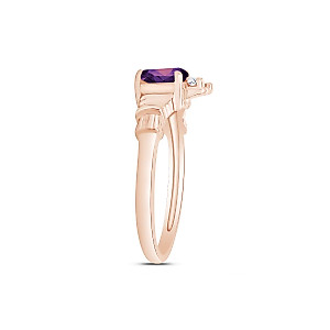 Jewel Zone US Heart Cut Simulated Amethyst & Cubic Zirconia Claddagh Ring In 14k Rose Gold Over Sterling Silver Jewelry Gift For Her Ring Size-12