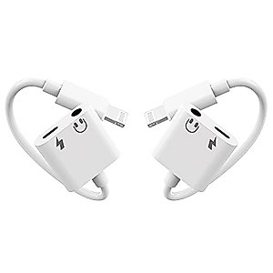 Belcompany [Apple MFi Certified] 2 Pack Headphone Adapter for iPhone, 2 in 1 Lightning to 3.5mm Headphone Charging + Music Splitter Adapter Compatible with iPhone 13/12/11/XS/XR/X 8 7 Support All iOS