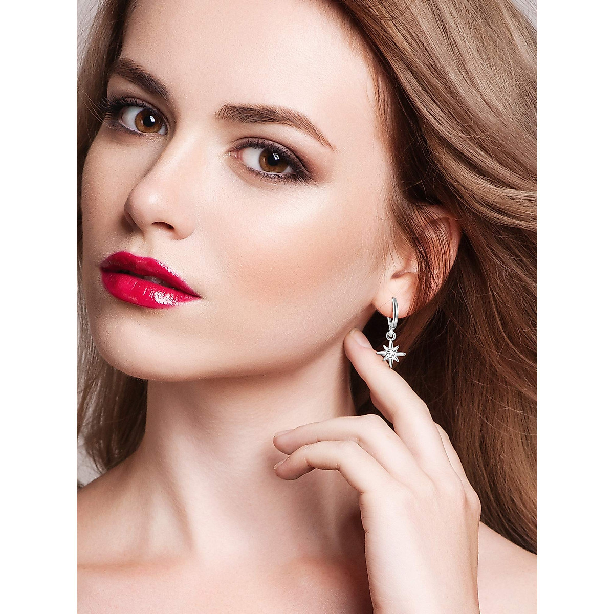 12 Pairs Dangle Hoop Earrings Aesthetic Huggie Earrings with Charms Small Drop Pendant Hoop Earrings for Women (Silver)