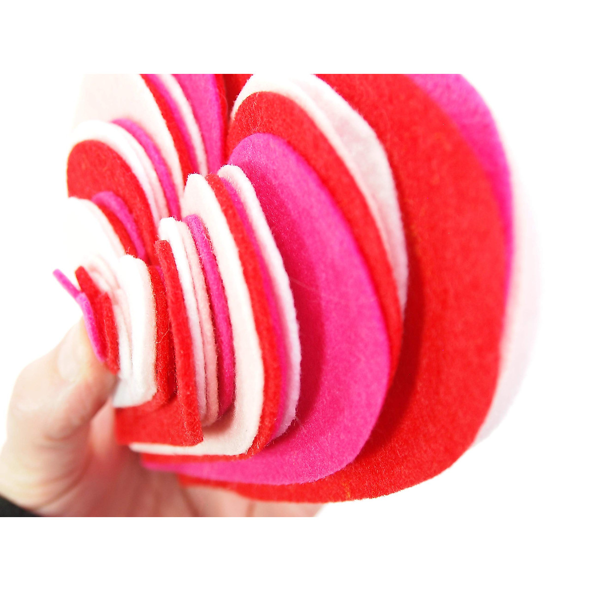 Playfully Ever After 1 to 6 inch Multi-Size Color Pack 24pc Felt Hearts (Red/Pink/LightPink/White)
