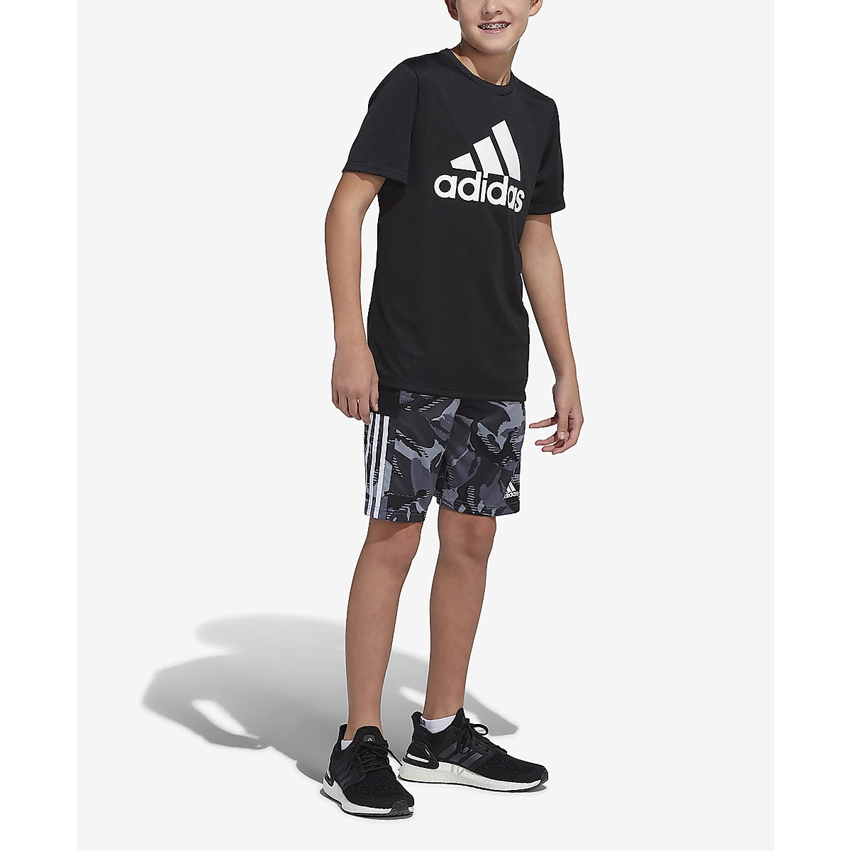 adidas Boys' AEROREADY Action Camo Shorts, Black, Small (8)