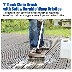 Deck Stain Brush Applicator - 7-inch Deck Paint Brushes for Applying Stains, Paints, Sealers for Brick Concrete Walls - Heavy-Duty Outdoor Deck Oil Staining Brush for Wood Fence
