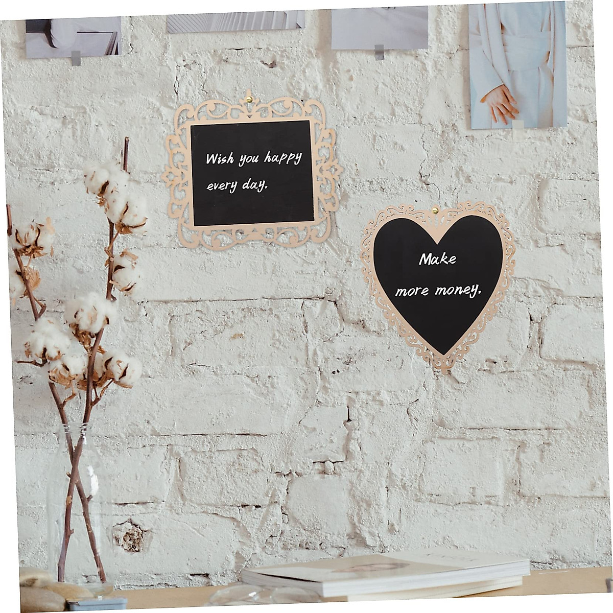 Ciieeo 3pcs Small Blackboard Pendant Wooden Chalkboard Sign Wedding Sign Message Blackboard Woodsy Decor Table Topper Tabletop Chalkboard Sign Hanging Blackboard Sign Price Tags Mini Set