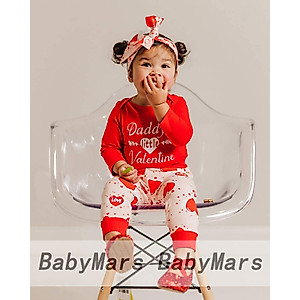 Newborn Baby Girls Valentines'Day Daddy's Little Valentine Outfits Clothes(0-3Months) Red
