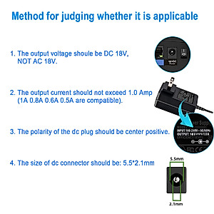 TKDY 18V 1A DC Power Supply Adapter, 110-240V AC to DC 18Volt US Plug fit for 18Vdc 1000mA 750mA 500mA Power Cord for Logitech Squeezebox Wi-Fi Internet Radio.