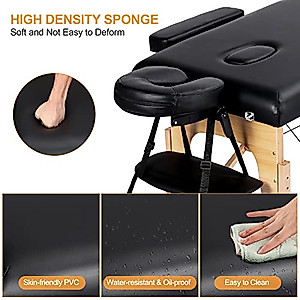 Yaheetech Massage Table Massage Bed Portable Lash Bed for Eyelash Extensions Beauty Tattoo Table Adjustable Black