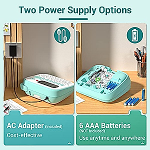 Labelife Label Maker Machine with 4 Tapes, Portable Label Maker D210S, QWERTY Keyboard, One-Touch Keys, Easy-to-Use, Handheld Label Maker with Tapes and AC Adapter, for Home Office Organization, Green