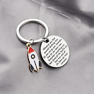 TIIMG Rocket Inspirational Quote Keychain Astronomy Gift Rocket Space Ship Jewelry Sci-Fi Gift (Rocket whenever)