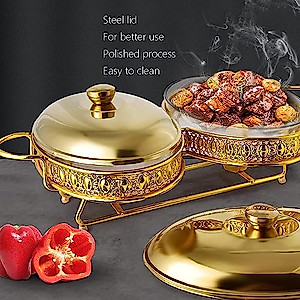 XENITE Food Heater - Buffet Server and Heater, Burner to Keep Food Warm, Hot Pot Buffet Set with Toughened Glass Lid, Clear Lid Server Hot Pot Buffet Set,(Size:2L,Color:Silver)