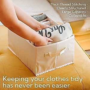 NEATR Clothes Organizer for Folded Clothes, 2 Pieces, Upgraded Wardrobe Clothing, Foldable Pants Closet, Clothing & Storage Jeans, t-shirt, Beige