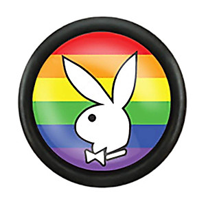 Forbidden Body Jewelry 16g Surgical Steel Playboy Logo Epoxy Inlay Cheater Plug Earrings (Style 3)