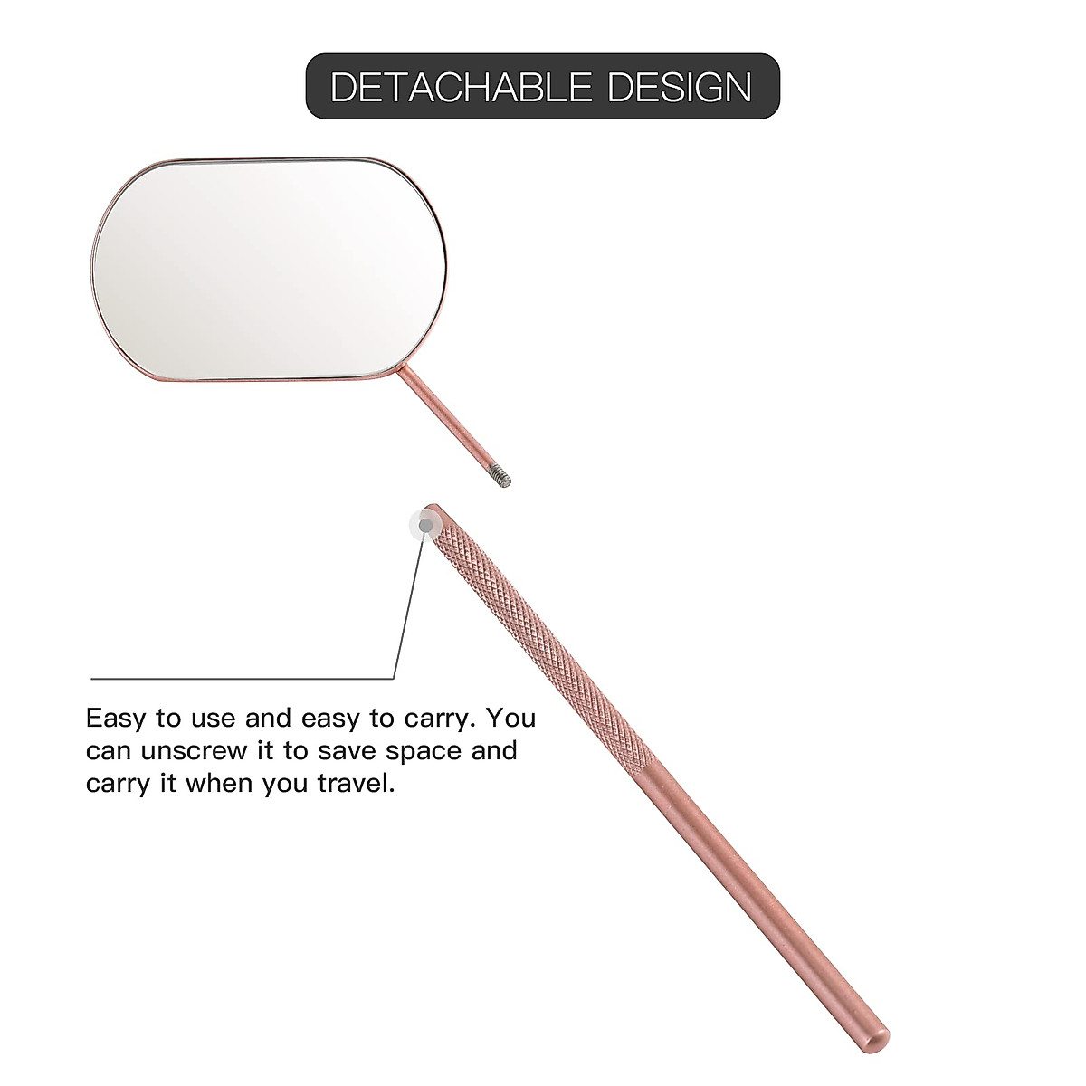 Pretty memory Lash Mirror, 2.2Inches Stainless Steel Makeup Eyelash Mirror, Eyelash Extensions Accessories Supplies, Lash Tech Must Haves (Rose Gold)