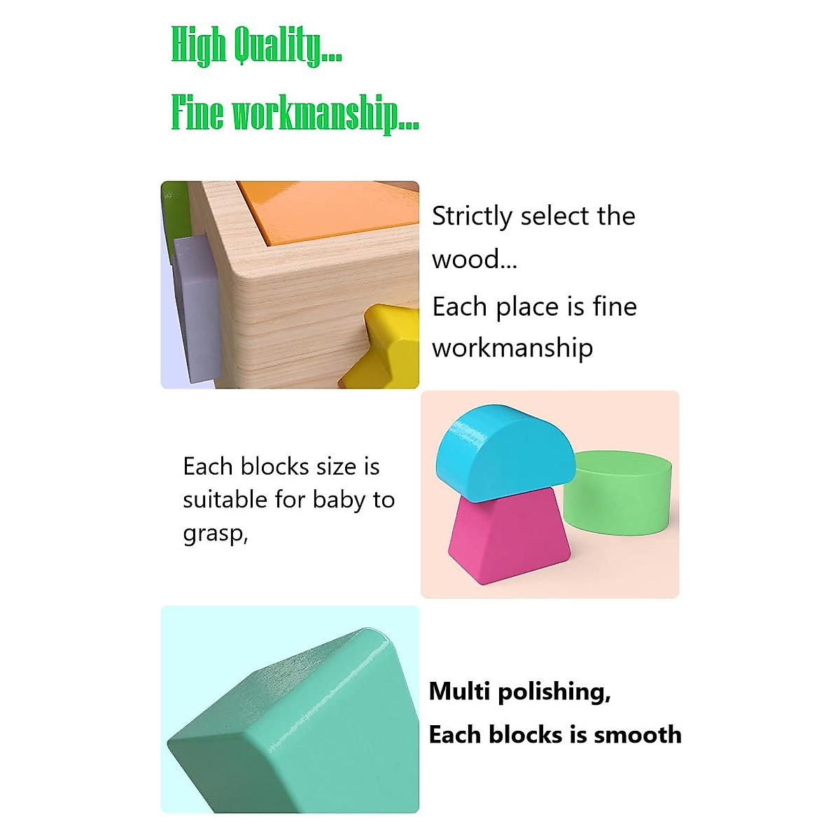 YUHAIPI Shape Sorter Car,Solid Wood,18 Building Blocks with Animal & Numbers Photos,Best Game for Hand-Eye Coordination &Thinktraining,Great Gift for 2-3-4 Years Old Boys and Girls.