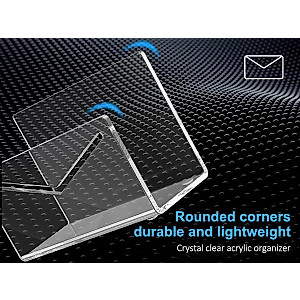 FUCDTEFC Acrylic Mail Holder, Clear Acrylic File Letter Organizer, Vertical Envelope Mail Holder for Desk, Lightweight Countertop Bill Holding Sorter Letter Invoice Stand for Home Office School