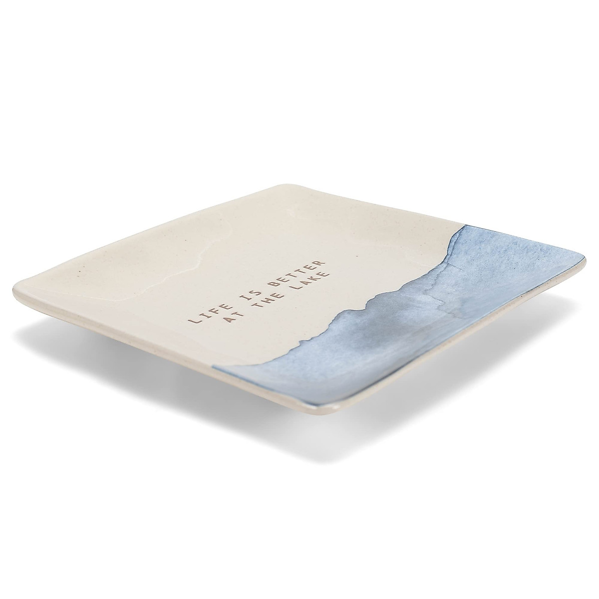 DEMDACO Life is Better at the Lake Blue 6 x 6 Stoneware Decorative Serving Plate with Spreader