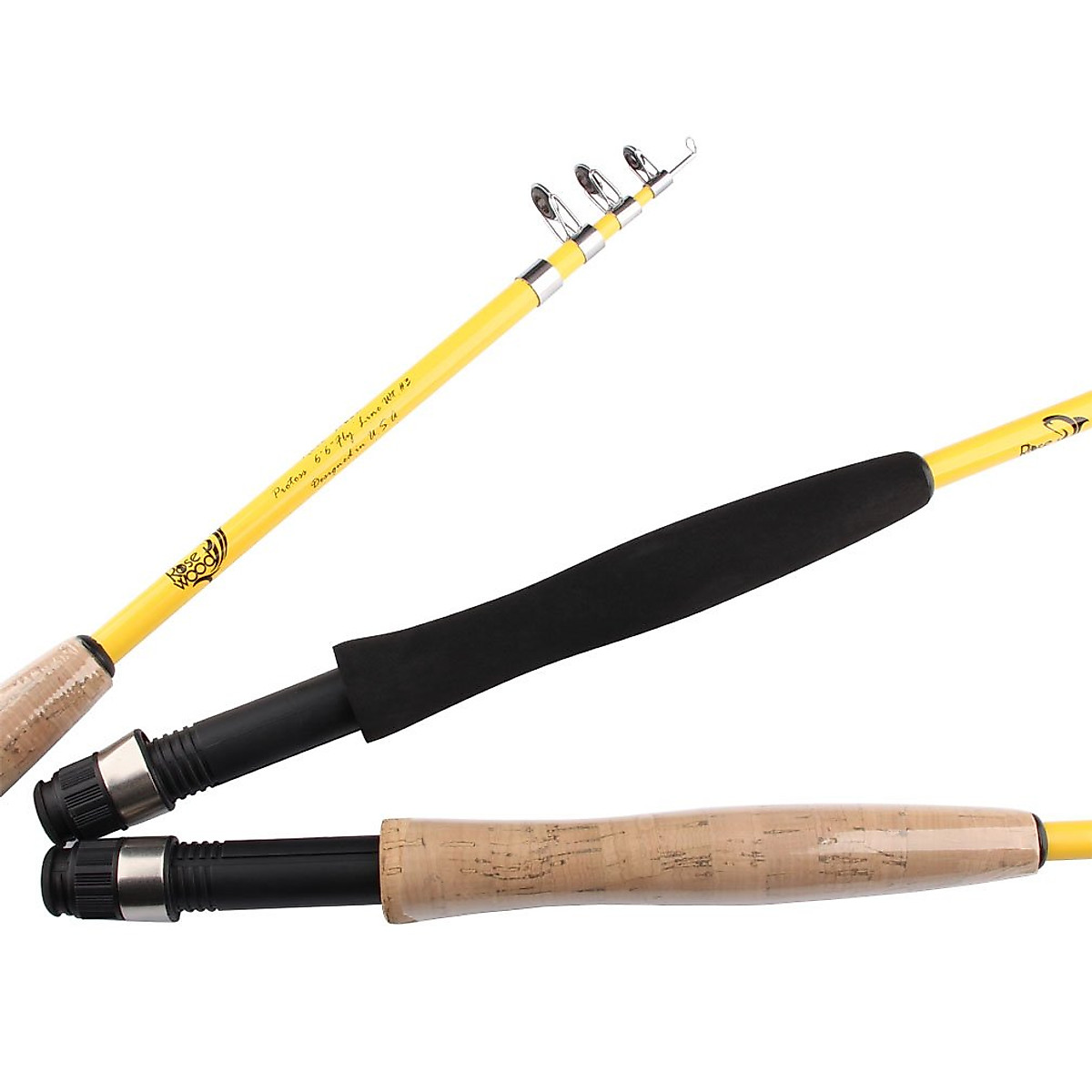 Rosewood 6'6'' Telescopic Fly Fishing Rod EVA Handle with Cork Handle Designed in USA Made in China (Cork Handle)