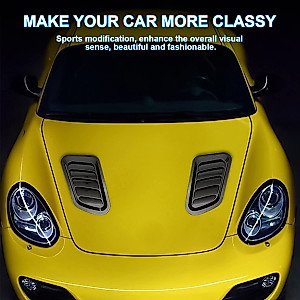 2PCS Universal Hood Air Vents for Car Hood Scoop, Bonnet Vent Hood Air Intake Trim Cover (Black)