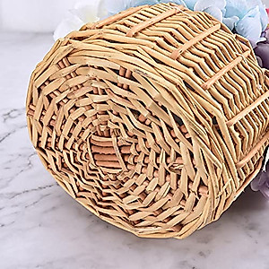 Wicker Rattan Flower Basket, Wedding Flower Girl Baskets, Willow Handwoven Basket with Handles and Plastic Insert, Woven Eggs Candy Basket for Garden Decor, Pink, L (210209HT07-4-10031-1949296911)