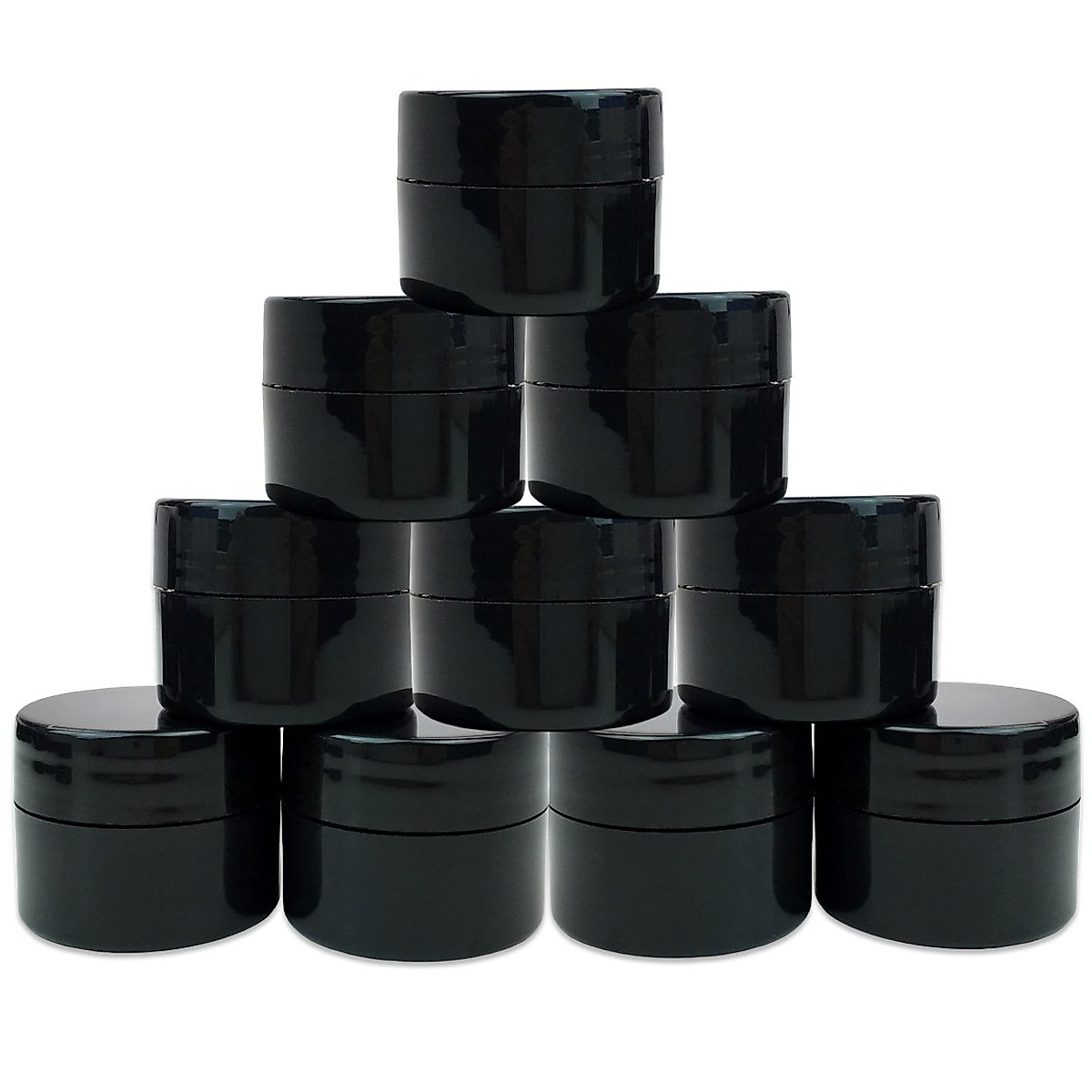 Beauticom 12 Pieces 7G/7ML (0.25oz) Black Sturdy Thick Double Wall Plastic Container Jar with Foam Lined Lid for Lotion, Creams, Toners, Lip Balms, Makeup Samples - BPA Free