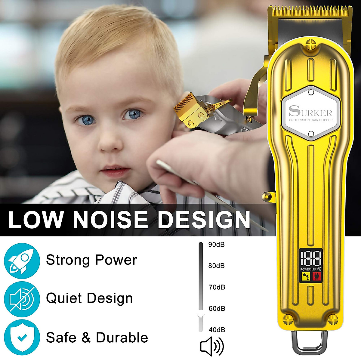 SURKER Hair Clippers for Men Trimmer for Men Hair Trimmer Beard Trimmer Barber Hair Cut Grooming Kit Machine Professional Rechargeable Cordless Quiet