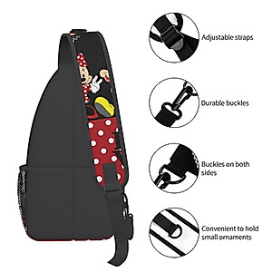 Grehge ute Anime Cartoon Sling Bag Crossbody Backpack Shoulder Bag Lightweight Waterproof Chest Bag For Sports Outdoor Trave -F17