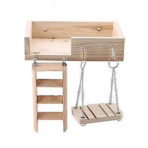 HEEPDD 3Pcs Wooden Hamster Crawling Ladder Funny Swing Toys Set Small Animal Toy Cage Accessories for Gerbil Rat Chinchillas Guinea Pig Squirrel