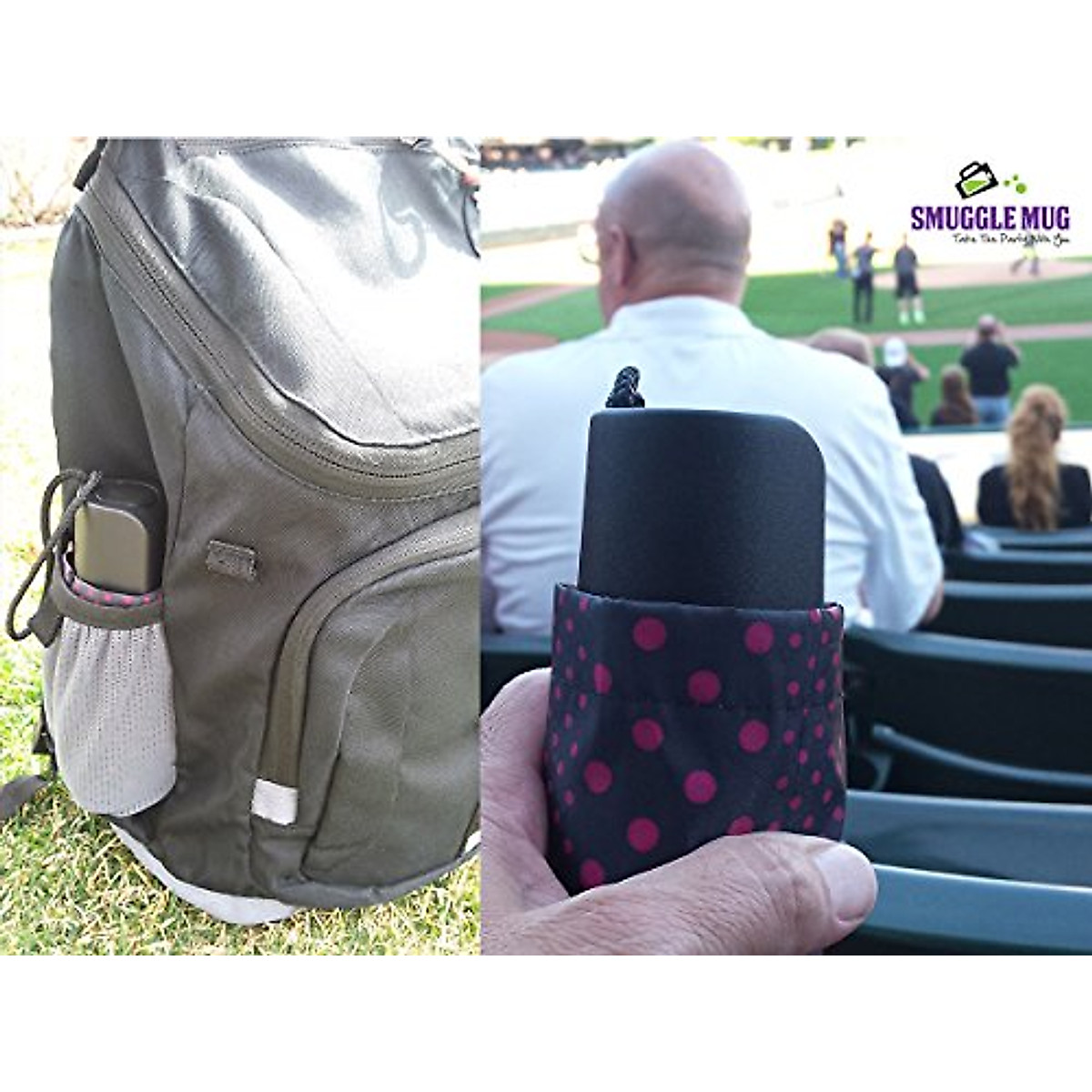 BoozeBrella Umbrella Flask by Smuggle Mug - Disguised 9 oz Flask - Hidden Flask - Choose Color (Black w/White and Gray Dot)