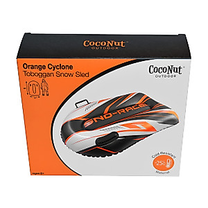 CocoNut Outdoor- 48” Inflatable Toboggan Sled- Orange Cyclone Heavy Duty Snow Sled with Sturdy Handles for Kids, Teens and Adults-Cold Resistant Toboggan -Lightweight Tube for Boys and Girls